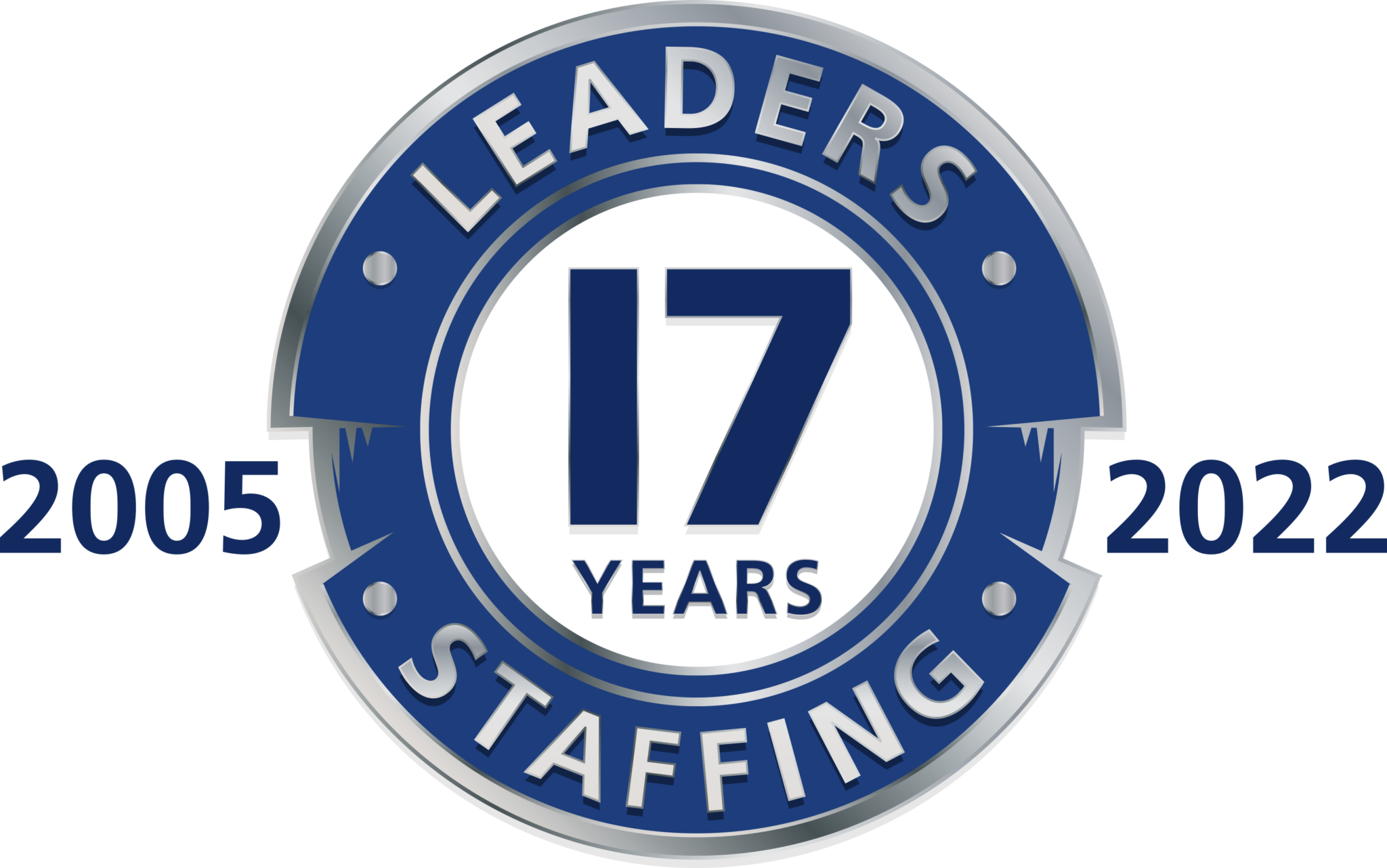 Leaders Staffing 17 year anniversary logo - Just Sue Graphic Design